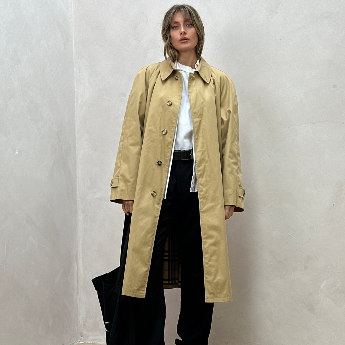 Vintage Concealed Placket Belted Trench Coat - XL | SYLK