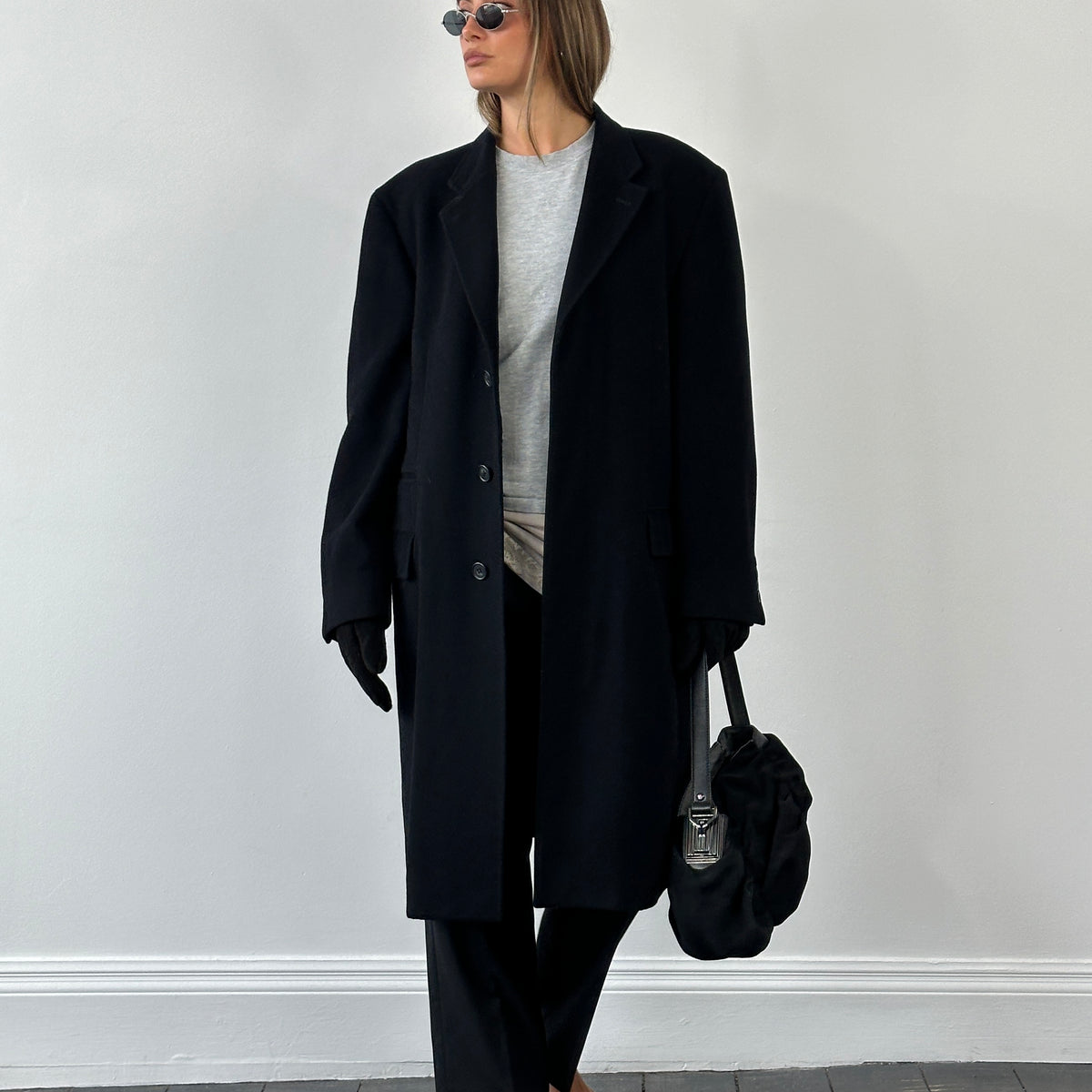 Balmain 1990s Wool Minimal Concelled Placket Coat - XL | SYLK