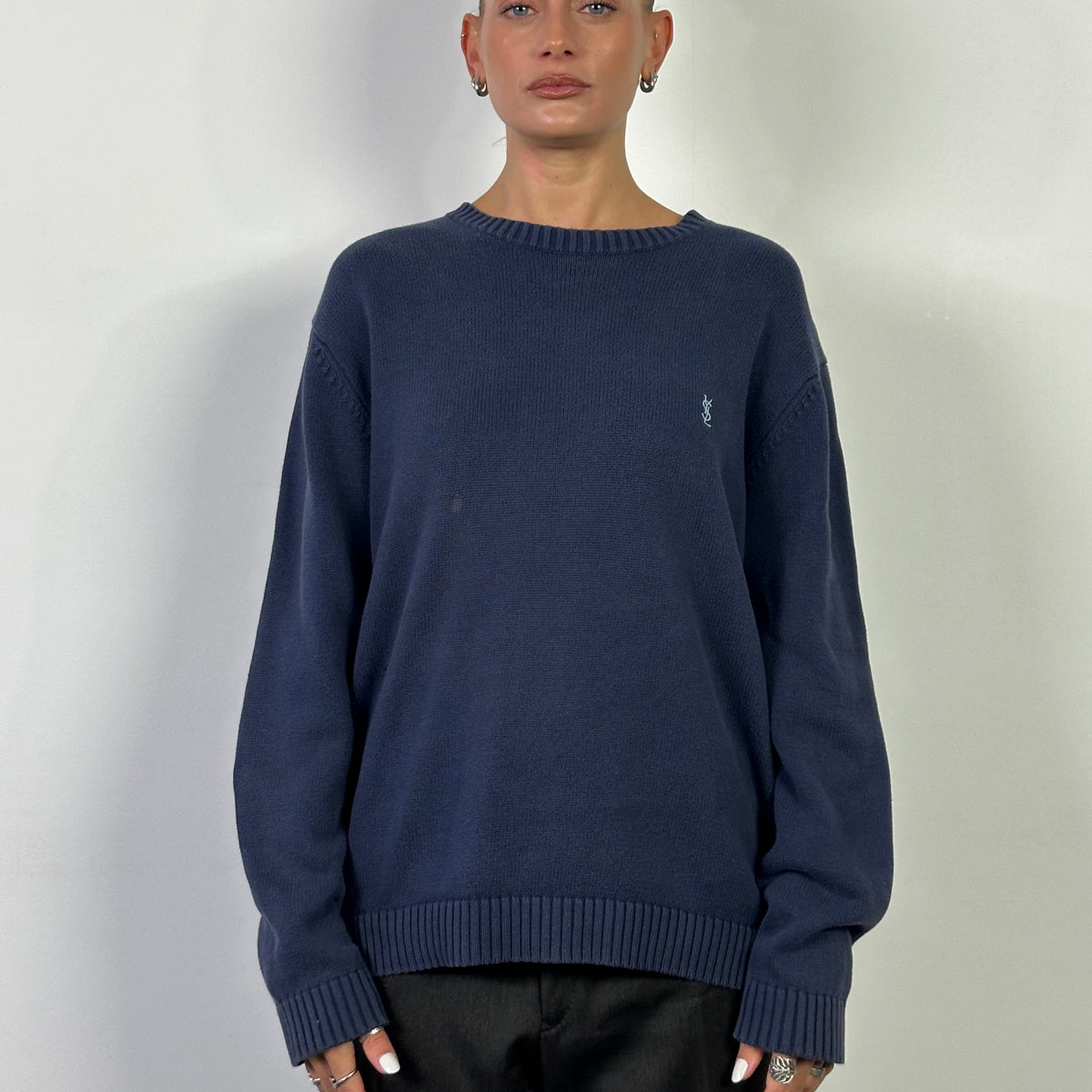 Yves Saint Laurent Pour Homme Pure Cotton Knitted Logo Jumper - L/XL