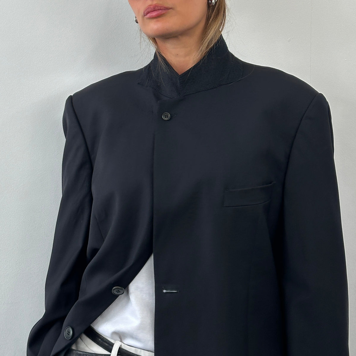 Su Misura x Loro Piana 2000s Pure Wool Single Breasted High Neck Blazer ...