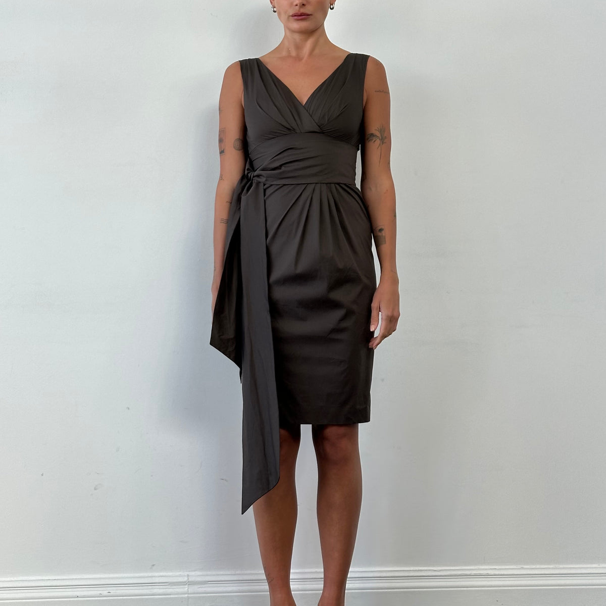 Max Mara Cotton Pleated Wrap Midi Dress - XS | SYLK