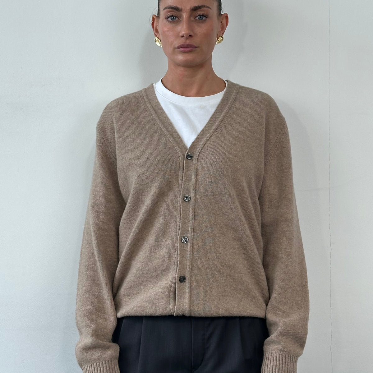 Italian Vintage Virgin Wool Knitted Cardigan - L | SYLK