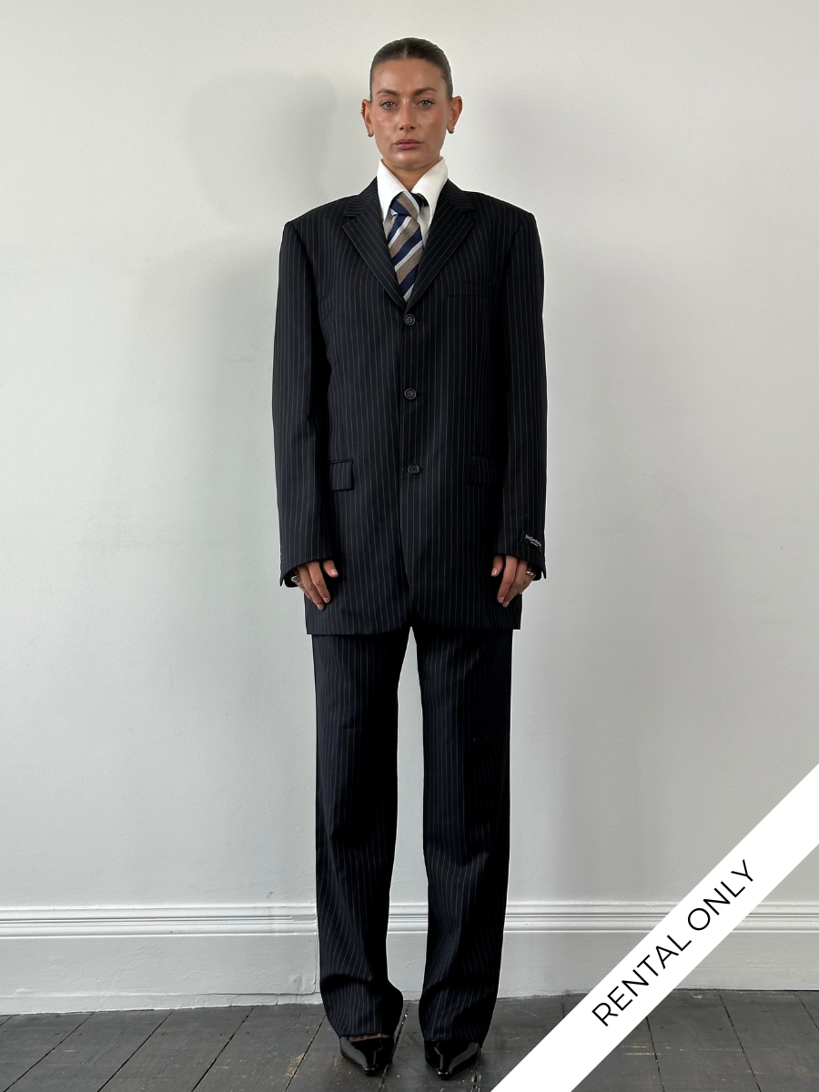 Yves Saint Laurent Pour Homme 1990s Wool Pinstripe Single Breasted Suit ...