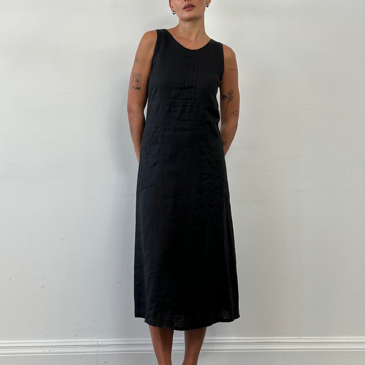 Vintage Pure Linen Maxi Dress - S | SYLK