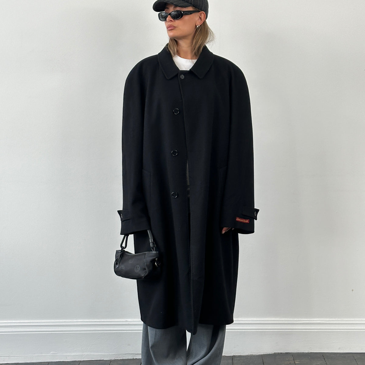 Italian Vintage 1990s Wool Cashmere Concealed Placket Coat - XXL