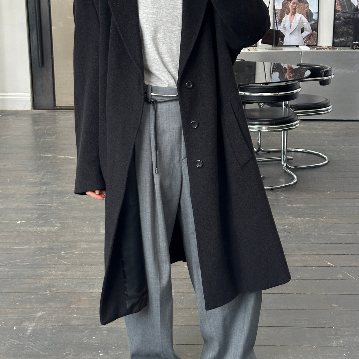 Vintage 1990s Cashmere Wool Concealed Placket Coat - XXL/XXXL | SYLK