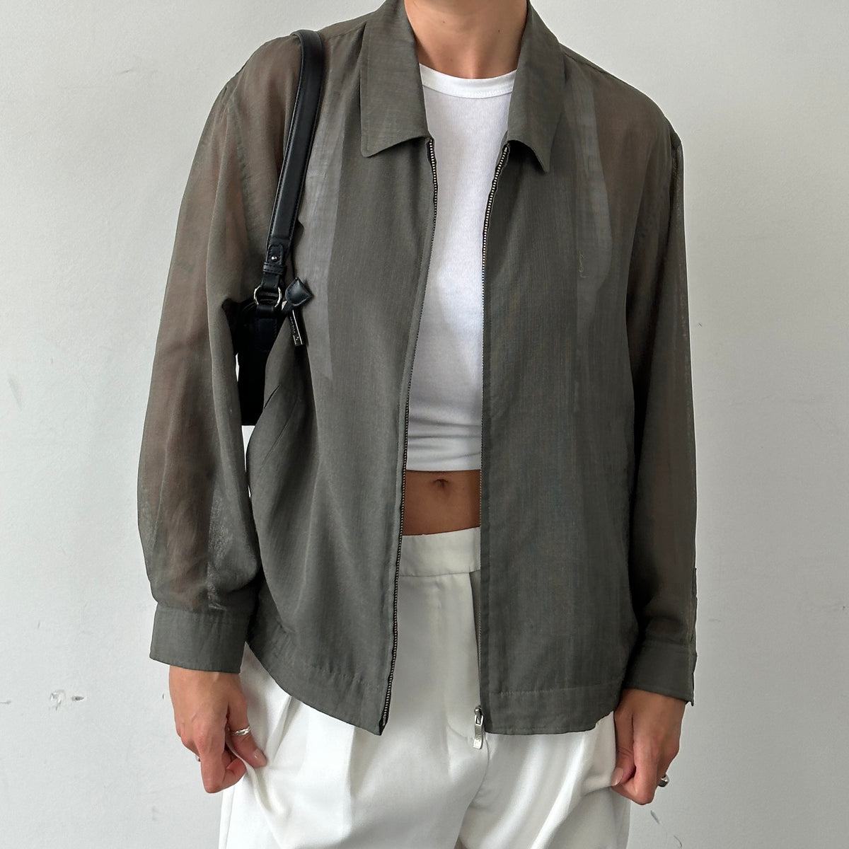 Yves Saint Laurent Pour Homme Logo Sheer Bomber Jacket - L | SYLK