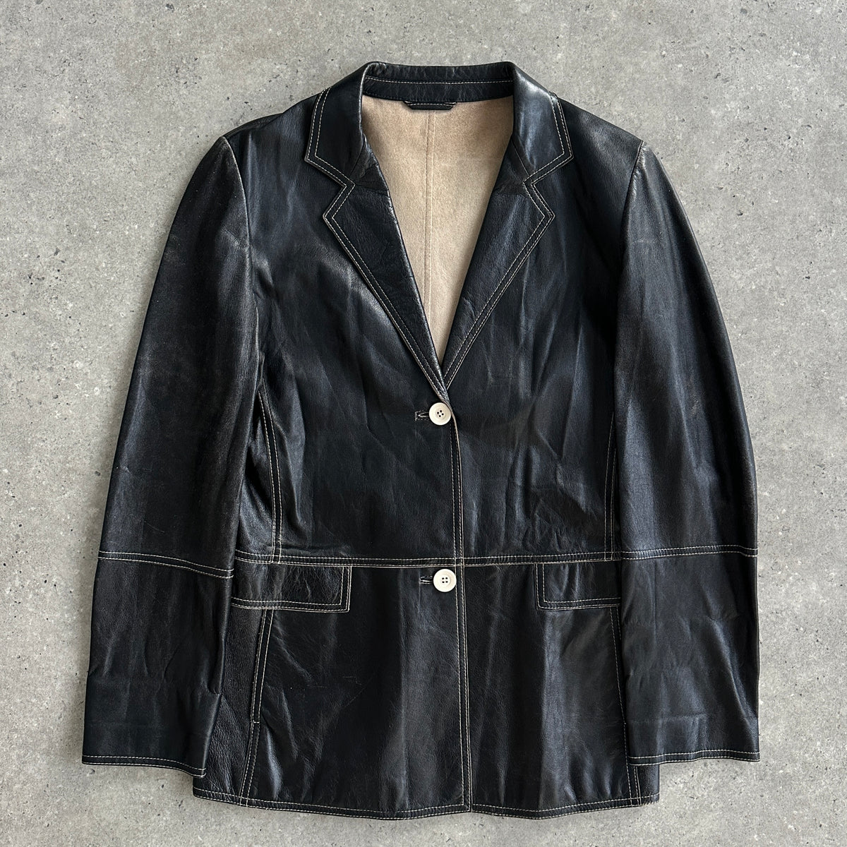 Marella Contrast Stitch Leather Jacket - S | SYLK