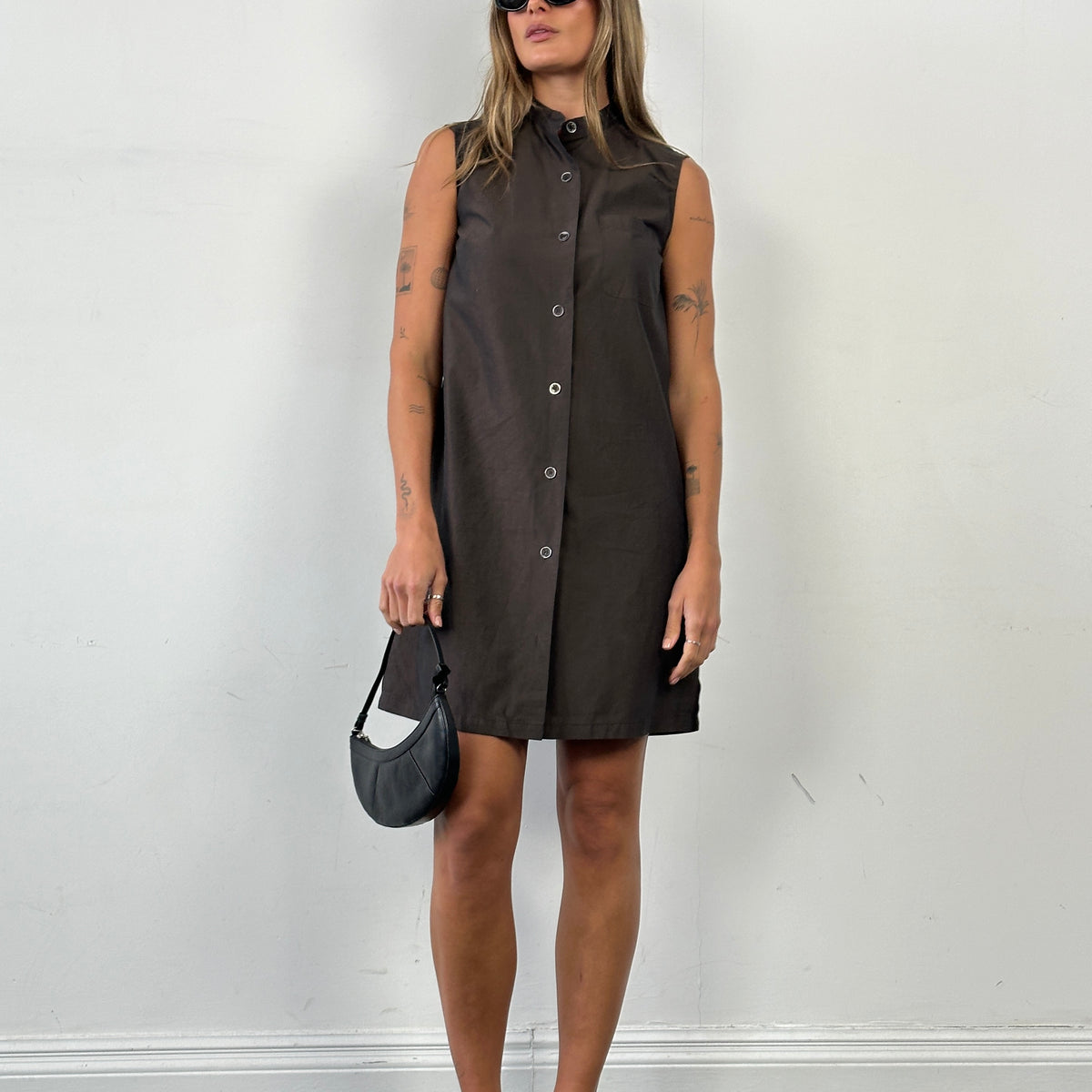 Max Mara Pure Cotton Sleeveless A-Line Shirt Dress - S | SYLK