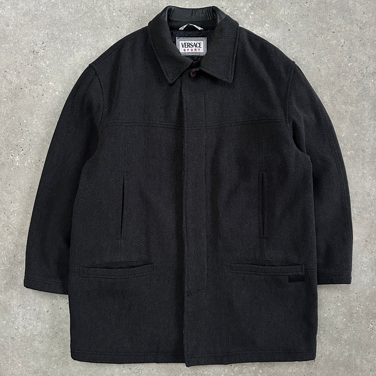 Versace Sport 1990s Wool Twill Concealed Placket Coat - XXL/XXXL | SYLK
