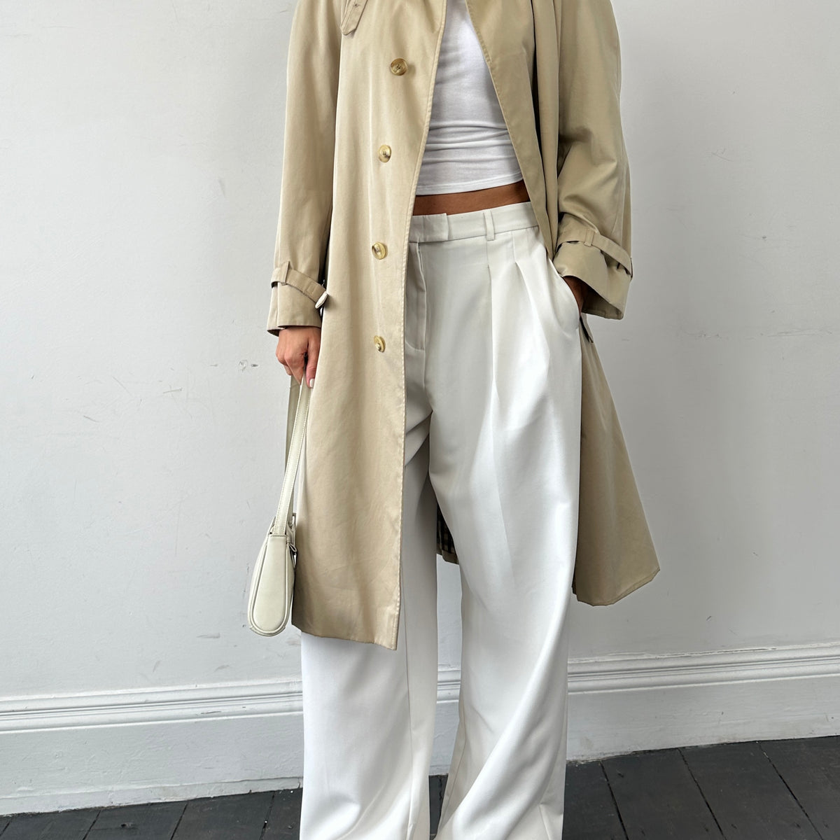 Aquascutum Pure Cotton Concealed Placket Belted Trench Coat - L