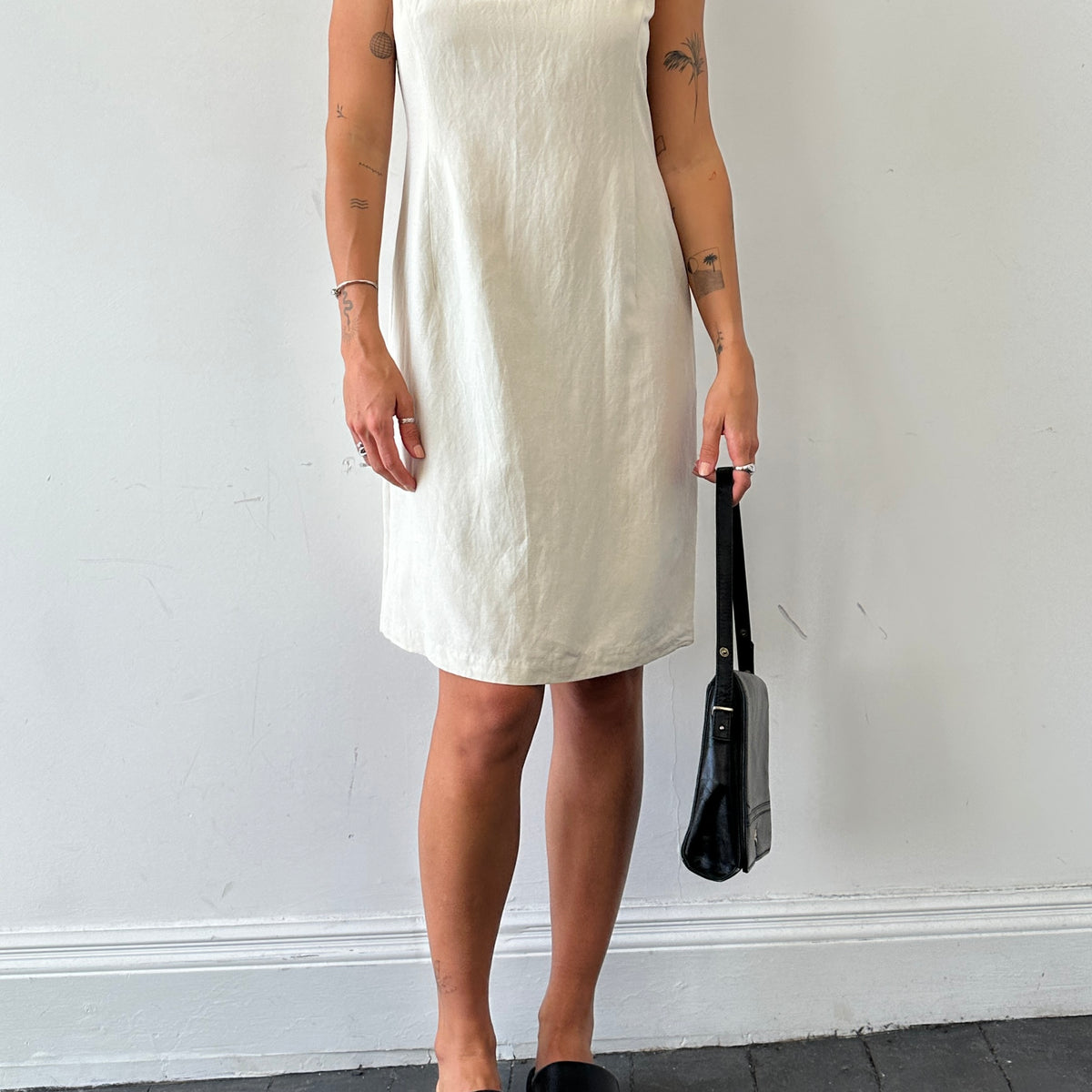 Laura Ashley Silk Linen Square Neck Midi Dress - M | SYLK